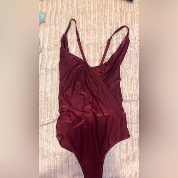 AKIRA | Tops | Akira Red Cross Cross Satin Body Suit | Poshmark
